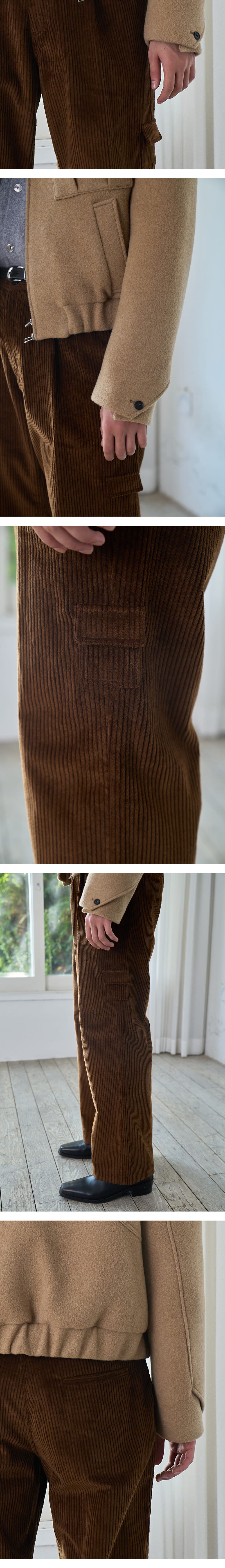 웨이비니스 코듀로이 미니 포켓 세미 와이드 팬츠 브라운 | Waviness | KREAM