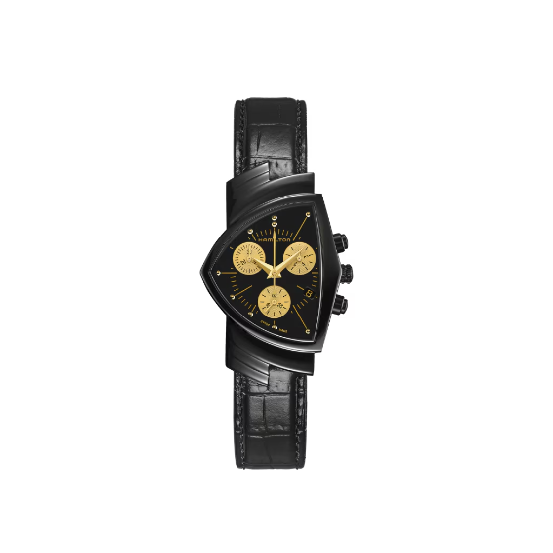 해밀턴 벤츄라 쿼츠 스테인리스 스틸 카우 가죽 블랙 | Hamilton | KREAM