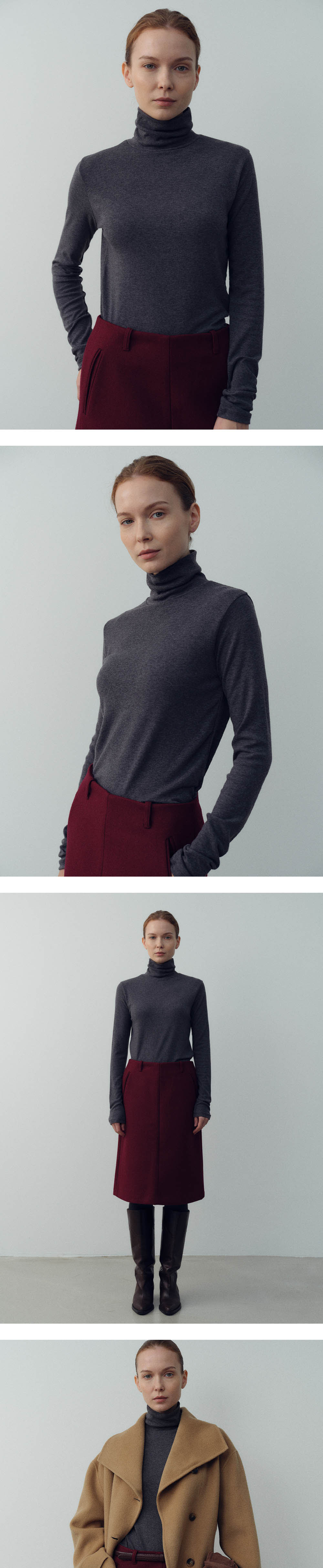 아르카익 레이어드 폴라 티셔츠 차콜 | ARCHAIC | KREAM