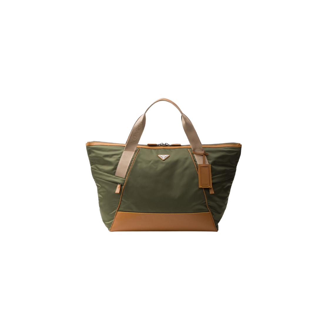 프라다 리나일론 앤 레더 더플 백 밀리터리 카라멜 | Prada | KREAM