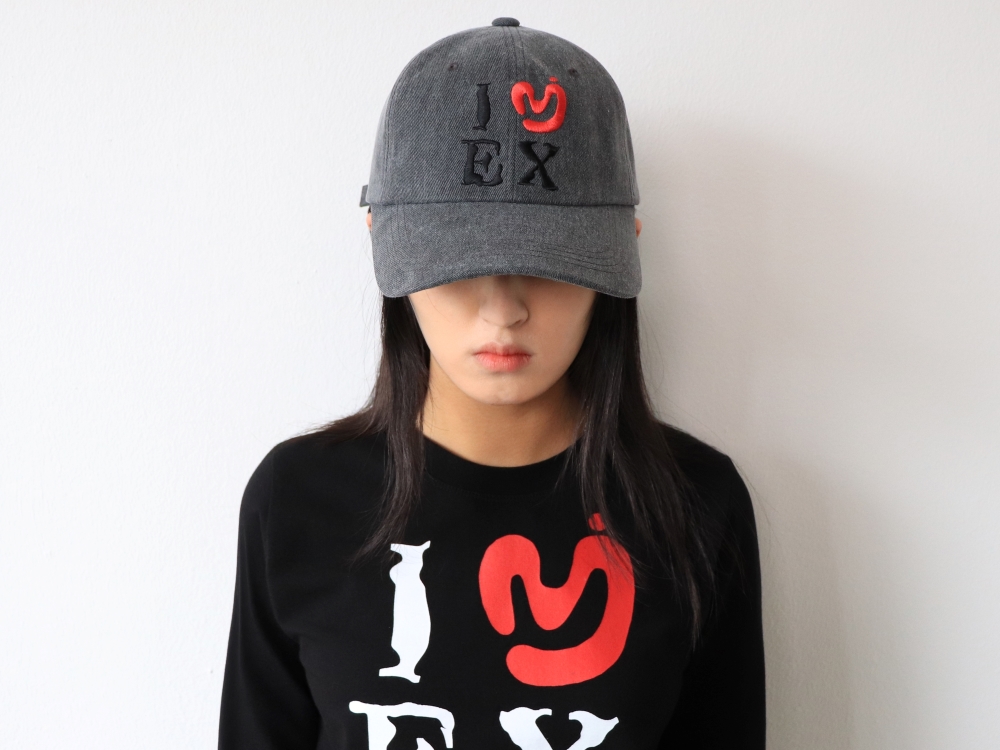 미와이후 아이러브 이엑스 볼캡 워싱 차콜 | MIYHOO | KREAM