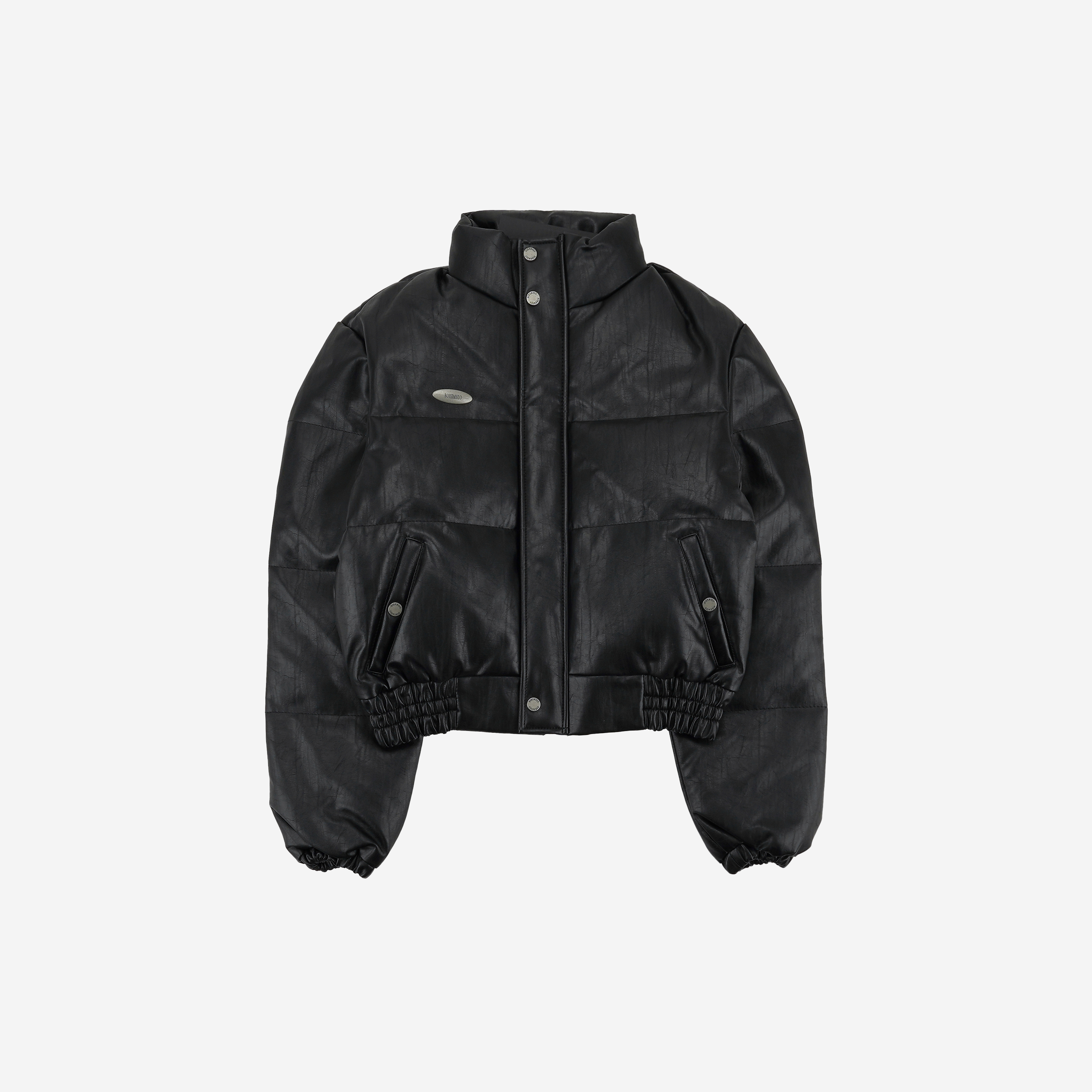 (W) 보헤미안 서울 레더 덕 다운 메탈 로고 패딩 블랙 (23년 버전) | KREAM