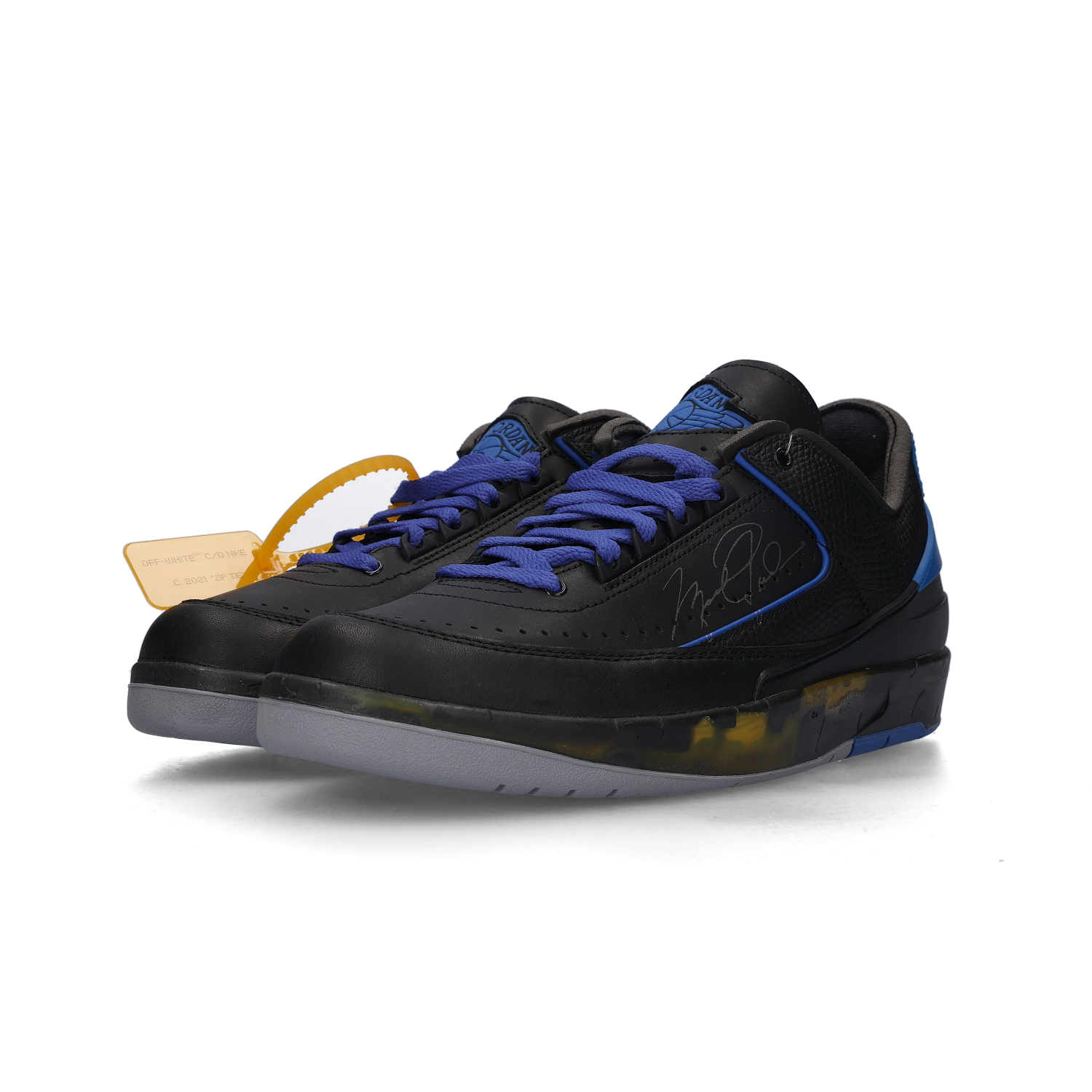 조던 2 x 오프화이트 레트로 로우 SP 블랙 앤 바시티 로얄 | KREAM