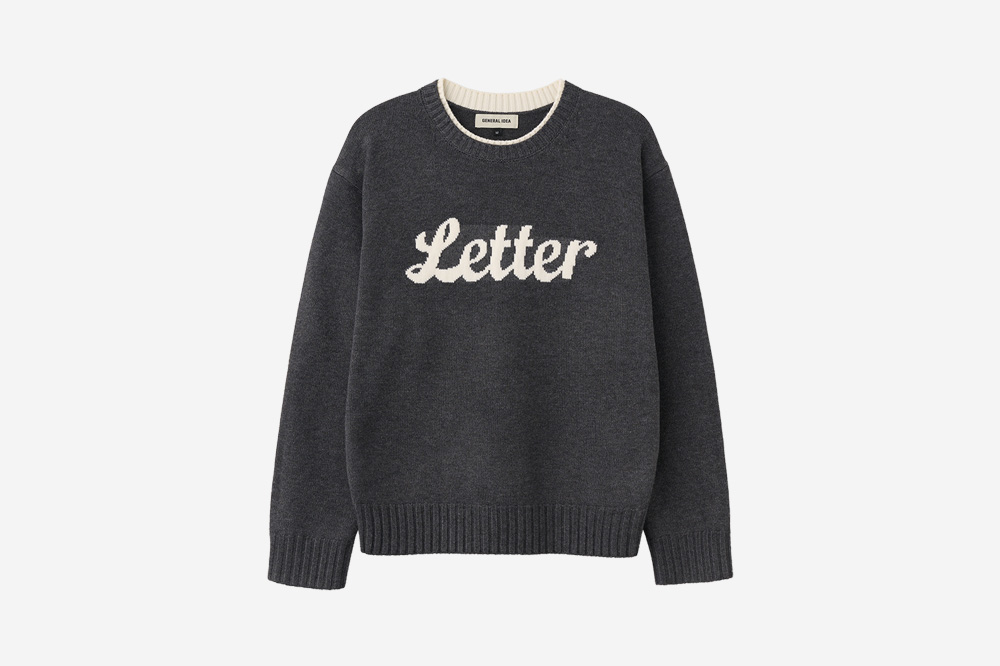 제너럴아이디어 유니섹스 레터링 더블 립 풀오버 차콜 | GENERAL IDEA | KREAM