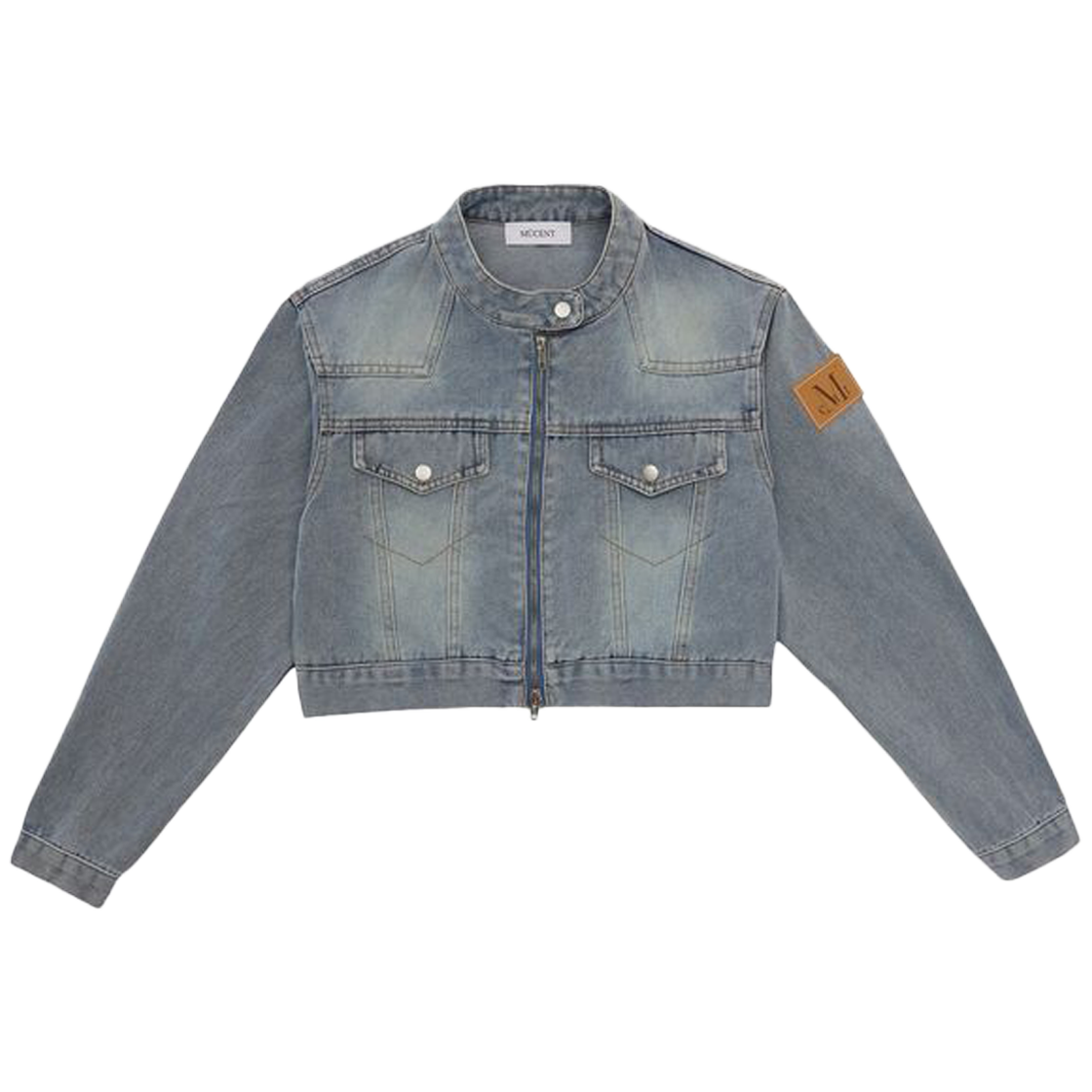무센트 이뉴 크롭 바이커 데님 자켓 라이트 블루 | MUCENT | KREAM