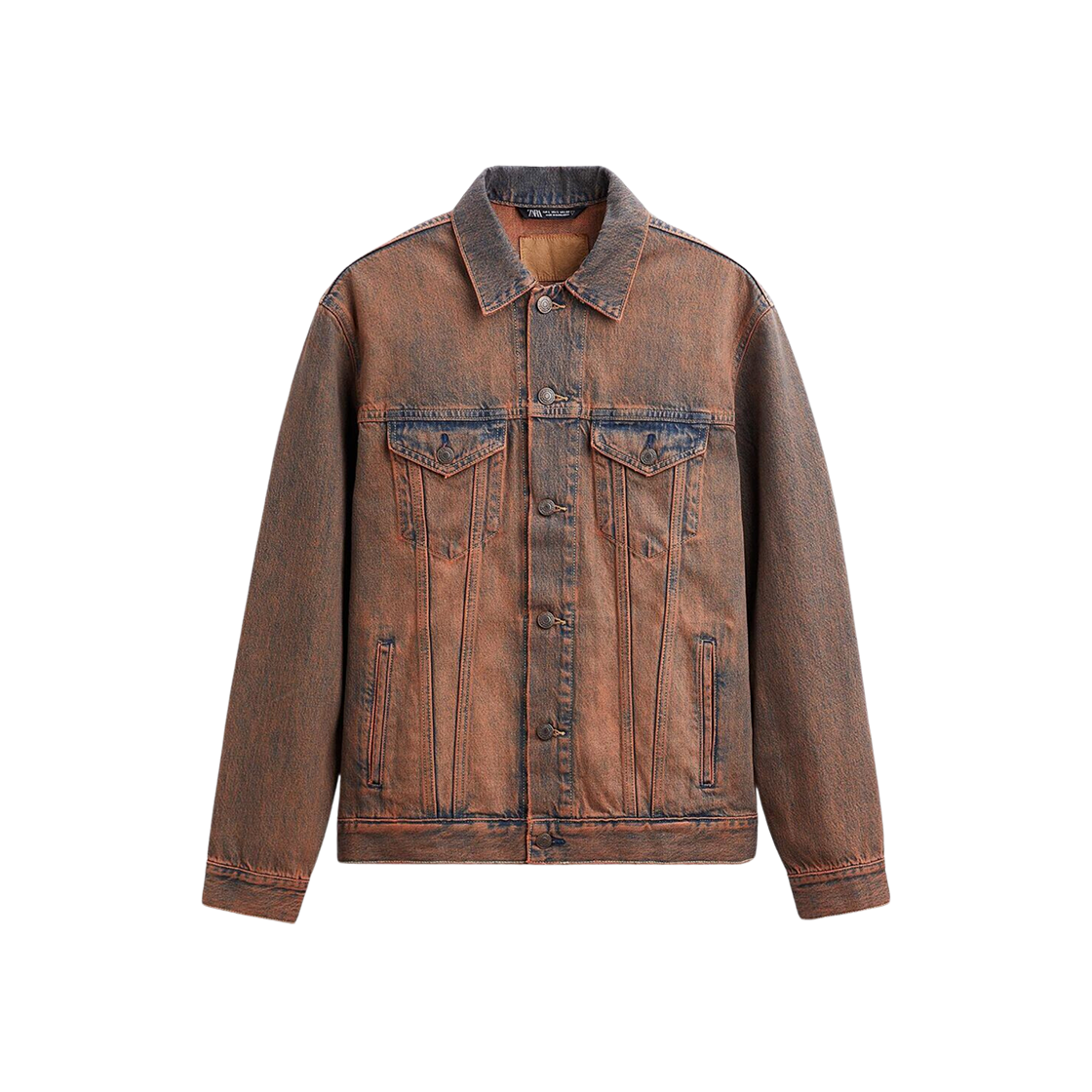 자라 오버다이드 데님 자켓 번트 오렌지 | Zara | KREAM