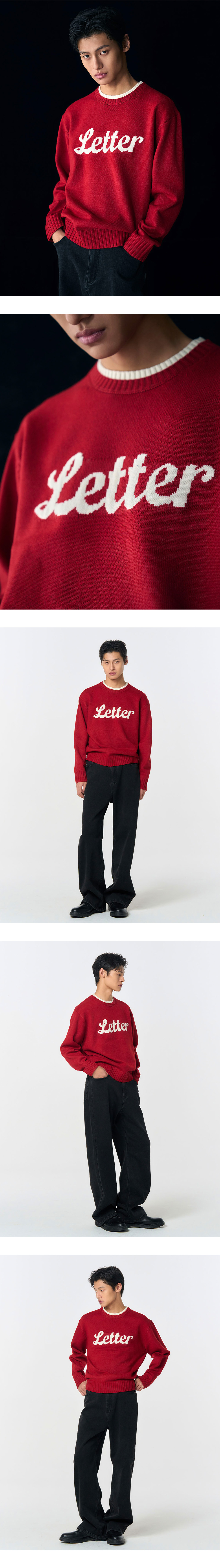 제너럴아이디어 유니섹스 레터링 더블 립 풀오버 레드 | GENERAL IDEA | KREAM