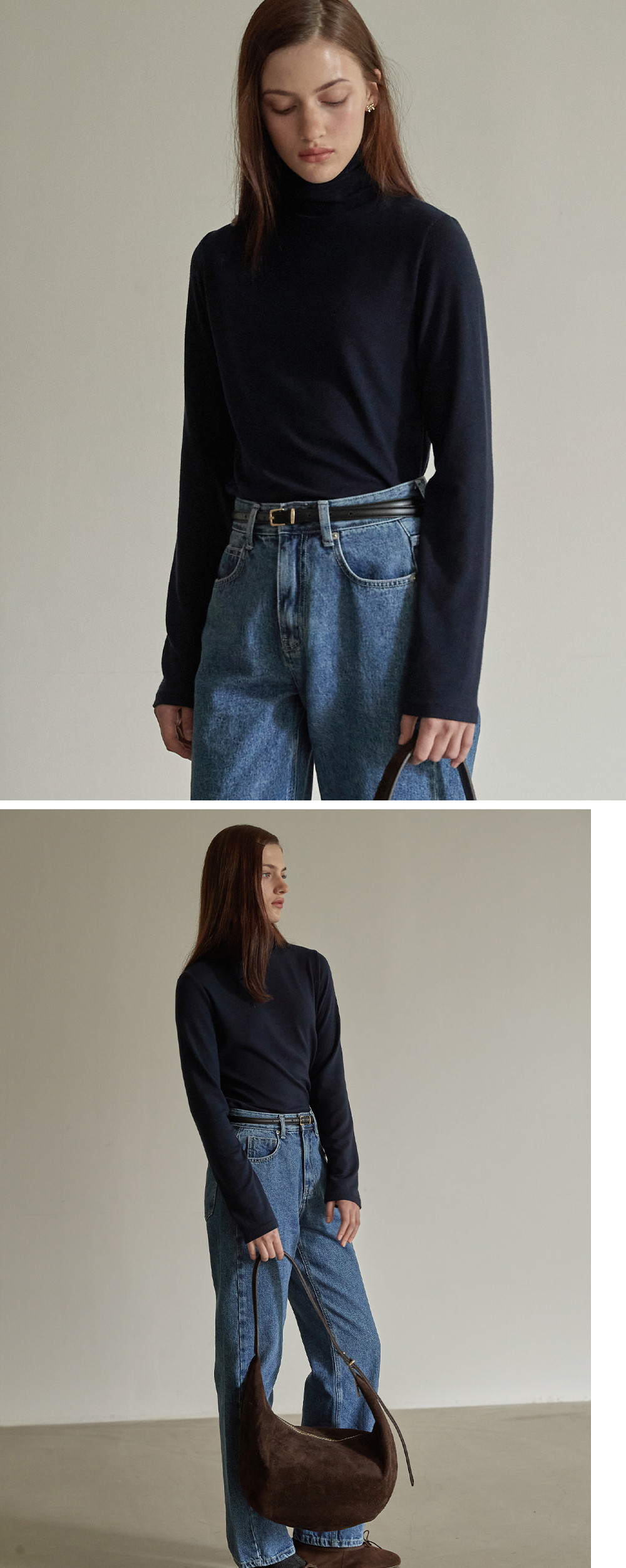 비뮤즈맨션 립 터틀넥 네이비 | BEMUSE MANSION | KREAM