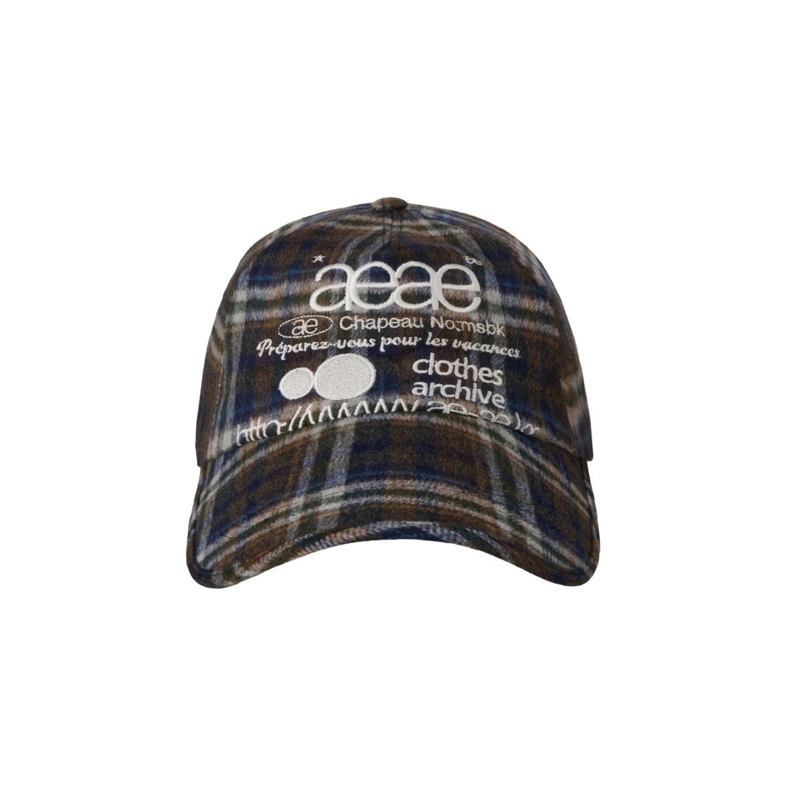 에이에이 웹 로고 울 체크 캡 네이비 | Aeae | KREAM