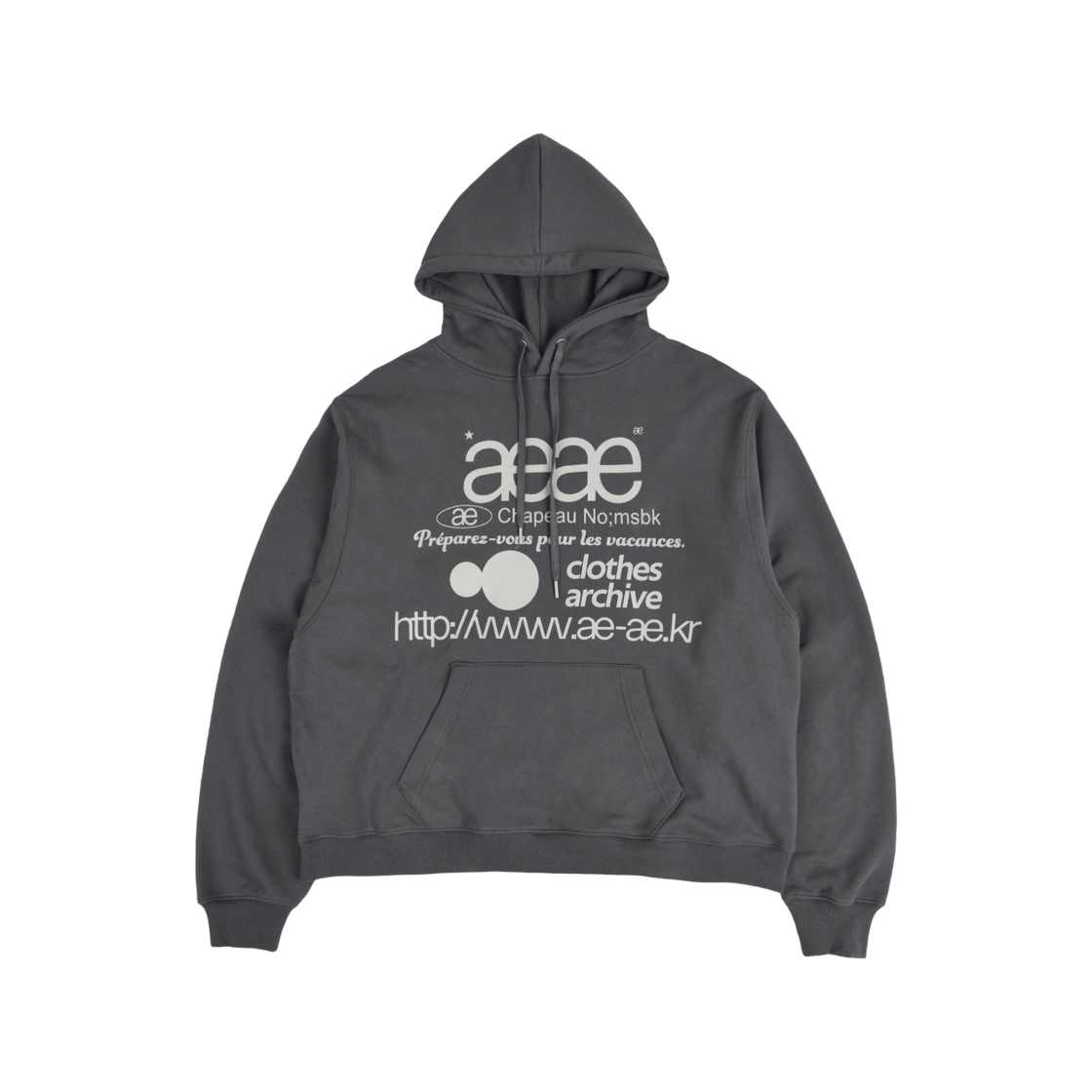 (W) 에이에이 웹 로고 루즈드 후디 차콜 | AEAE | KREAM