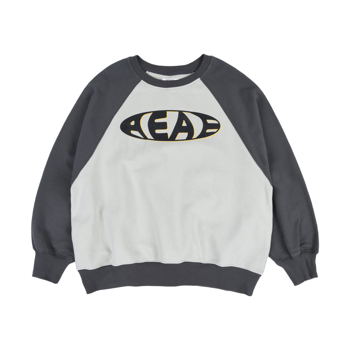 (W) 에이에이 빈티지 로고 래글런 스웨트셔츠 차콜 그린 | AEAE | KREAM