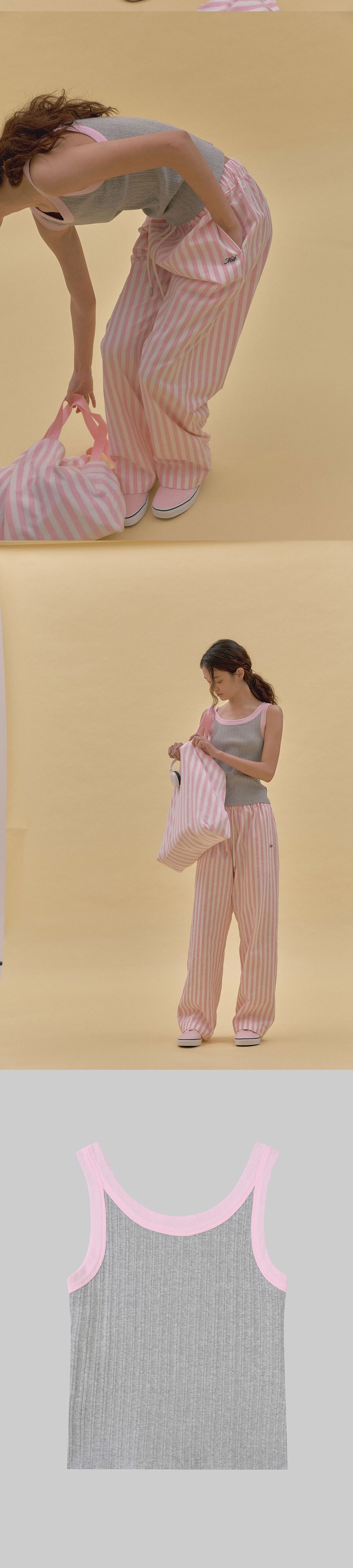 네이비 컬러 슬리브리스 탑 멜란지그레이 | Neib | KREAM