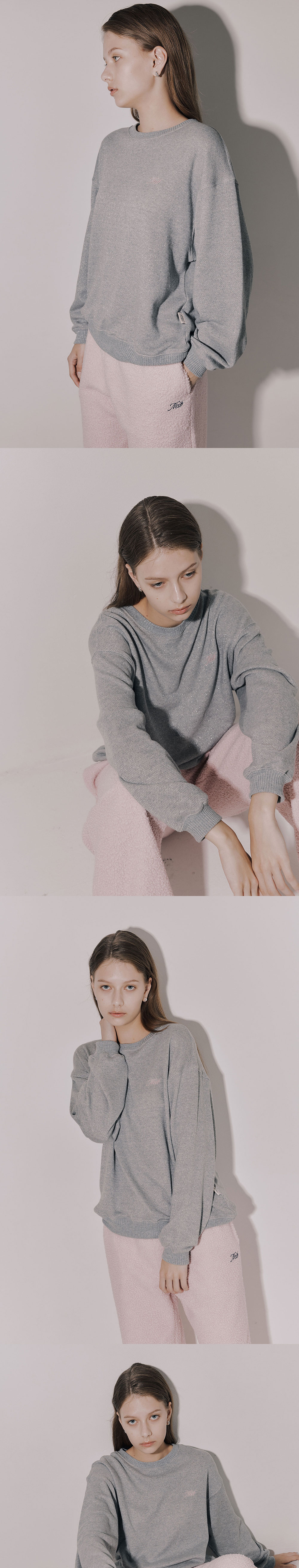 네이비 글리터 스웻셔츠 라이트멜란지 | Neib | KREAM