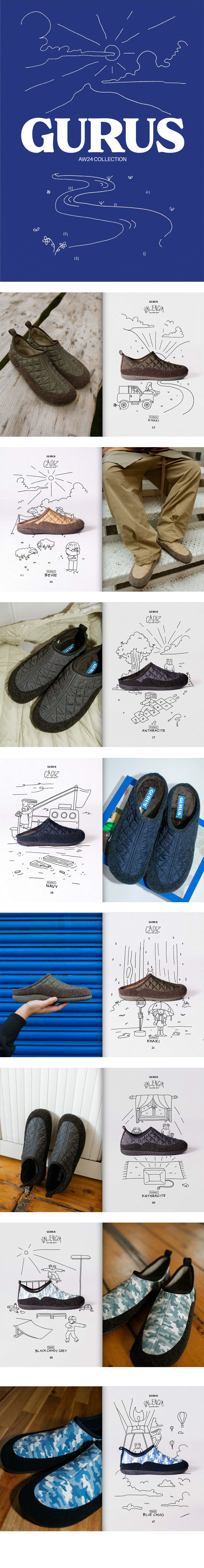 구르스 카디즈 클래식 슬리퍼 슈즈 네이비 | Gurus Shoes | KREAM