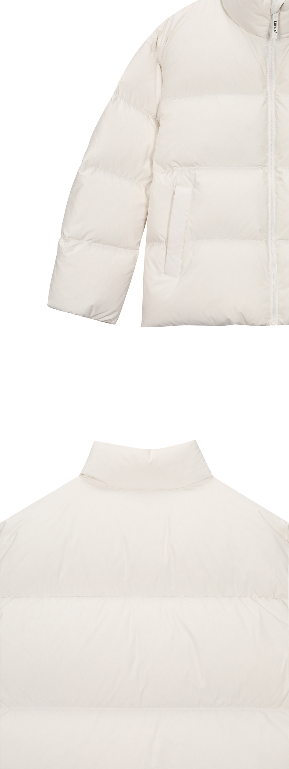 수프라 에센셜 다운 숏패딩 크림 | Supra | KREAM