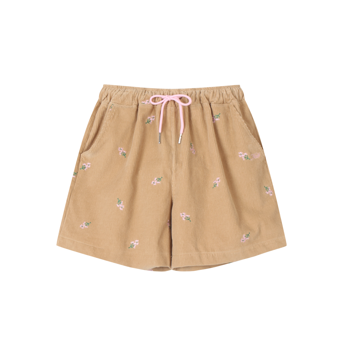 네이비 플로럴 엠브로이더리 코듀로이 쇼츠 베이지 | Neib | KREAM