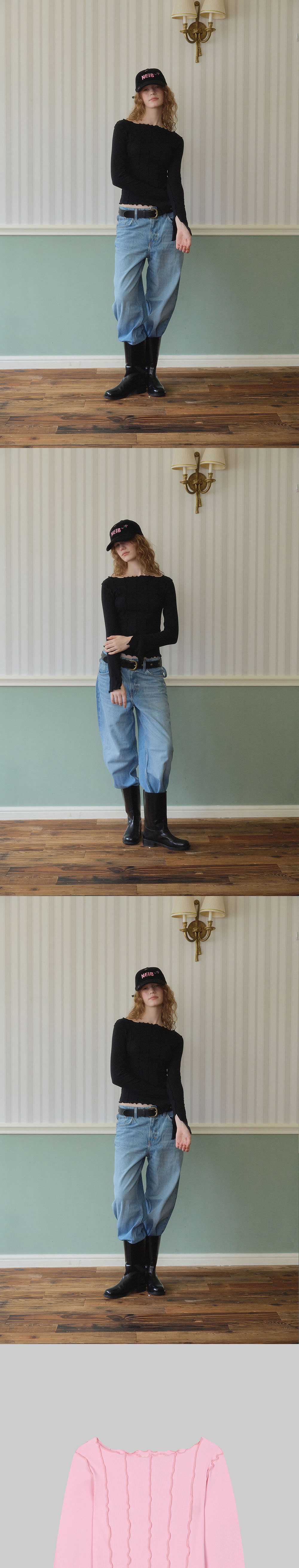 네이비 웨이브 슬림 티셔츠 블랙 | Neib | KREAM