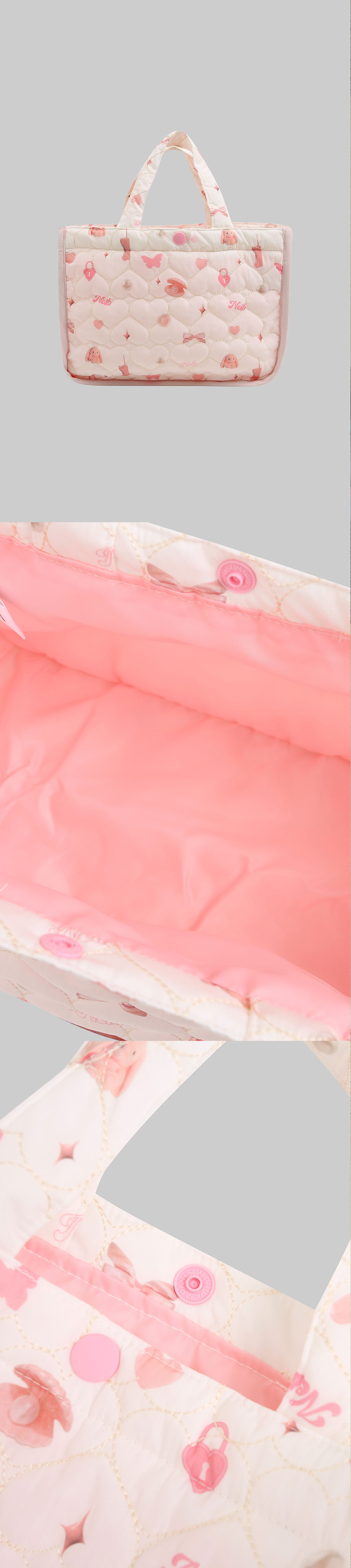 네이비 3온스 하트 퀼팅 미니 백 핑크 | Neib | KREAM