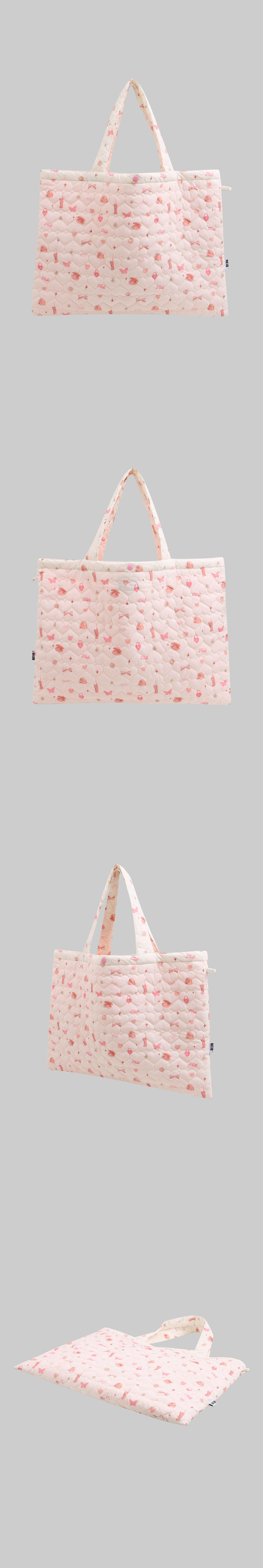 네이비 3온스 퀼팅 빅 숄더백 핑크 | Neib | KREAM