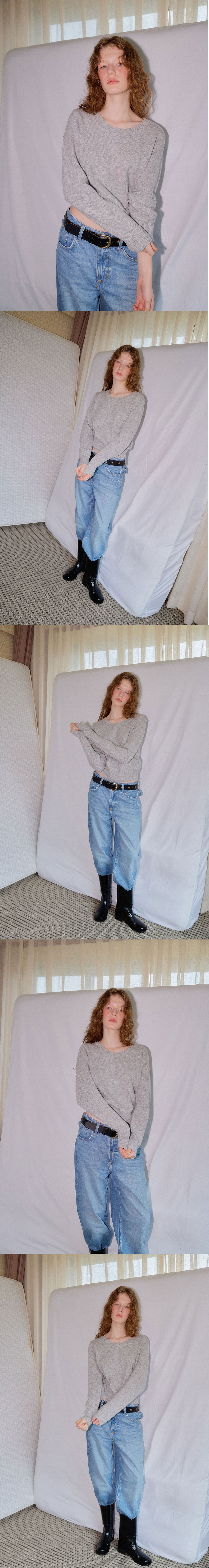 네이비 유넥 캐시미어 풀오버 멜란지그레이 | Neib | KREAM