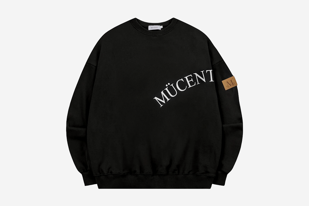 무센트 레더 포인트 시그니처 맨투맨 블랙 | MUCENT | KREAM