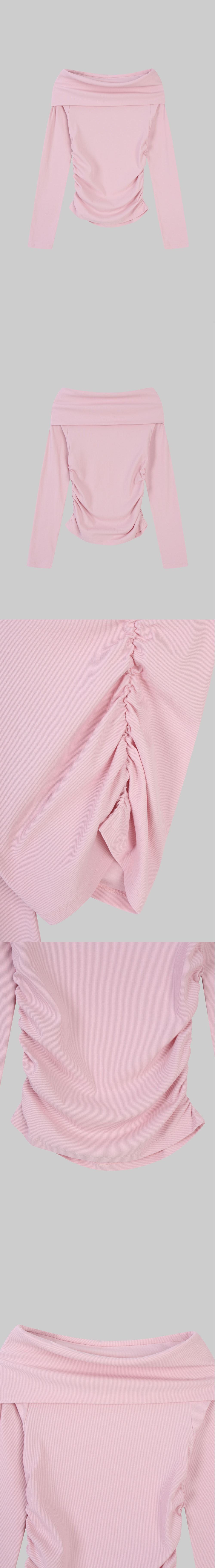 네이비 오프숄더 스판 티셔츠 핑크 | Neib | KREAM