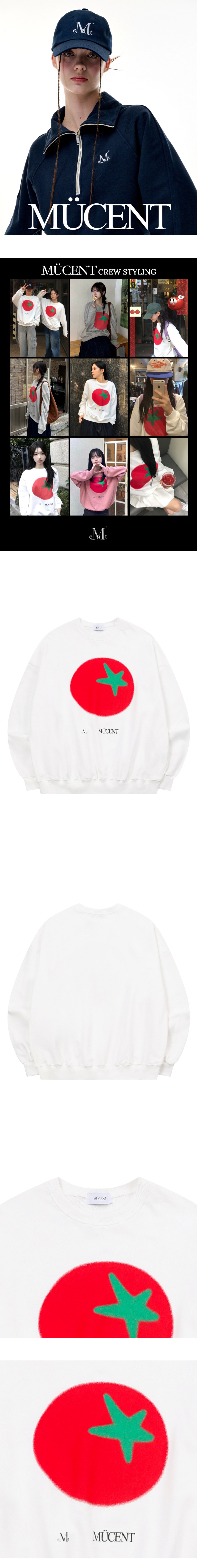 무센트 토마토 프린팅 시그니처 맨투맨 아이보리 | MUCENT | KREAM