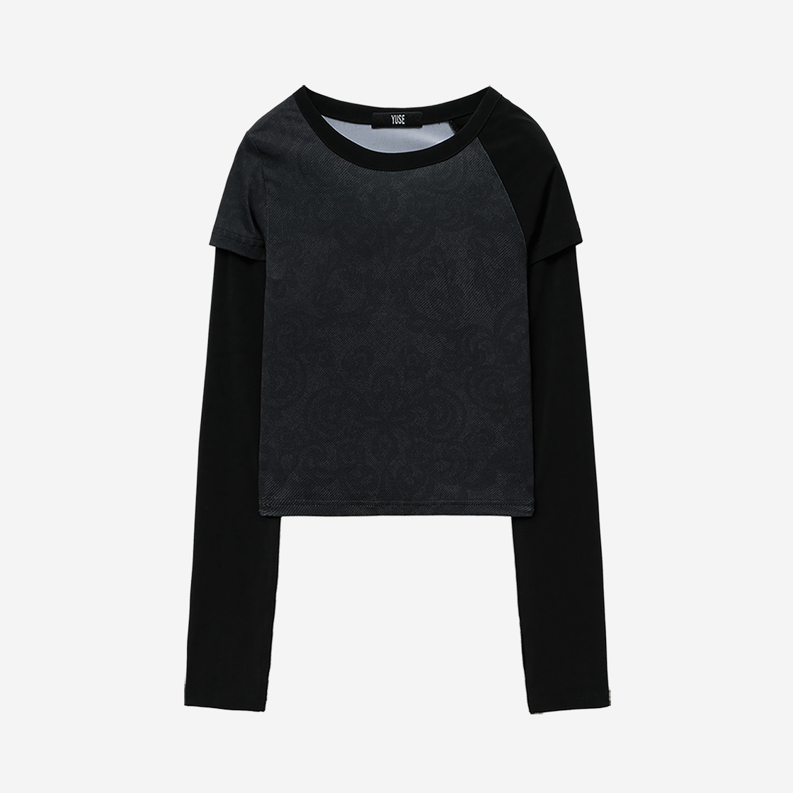 유즈 숏 슬리브 레이어드 풀 프린티드 티셔츠 블랙 | YUSE | KREAM