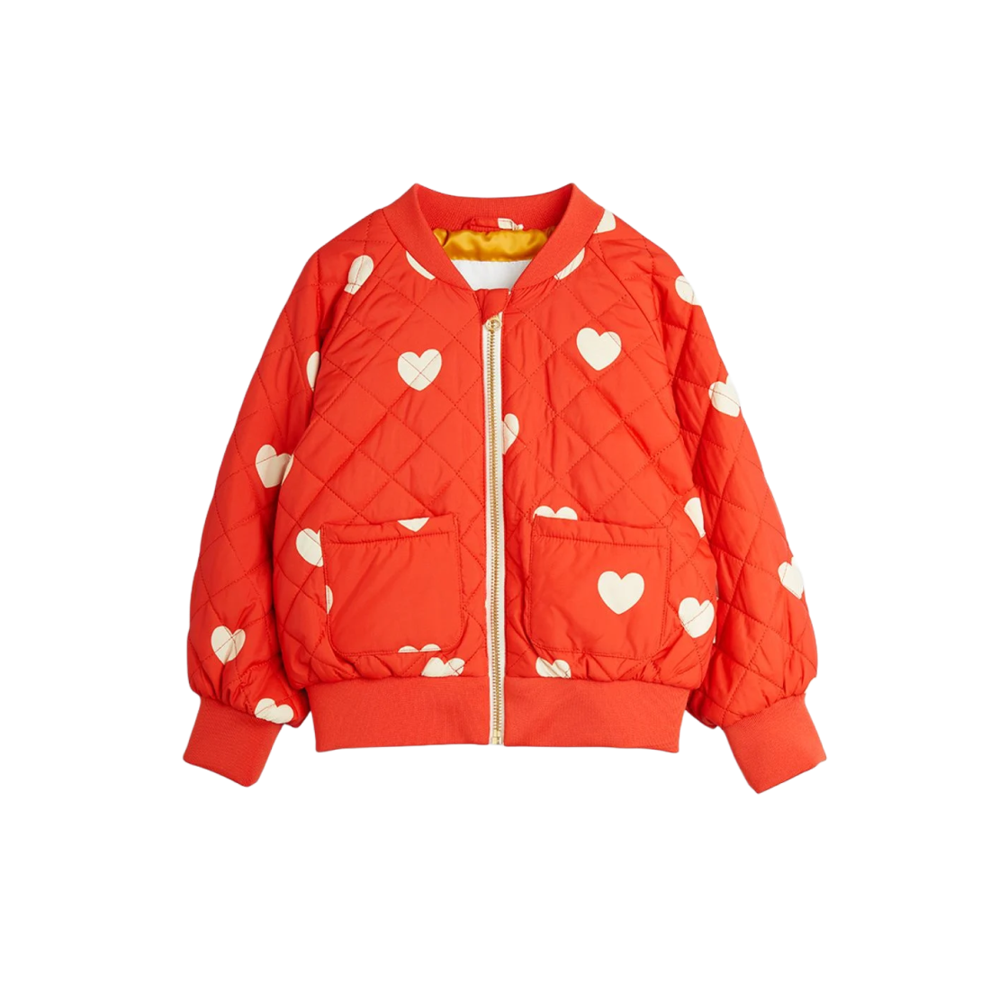 (키즈) 미니 로디니 하트 베이스볼 자켓 레드 | Mini Rodini | KREAM