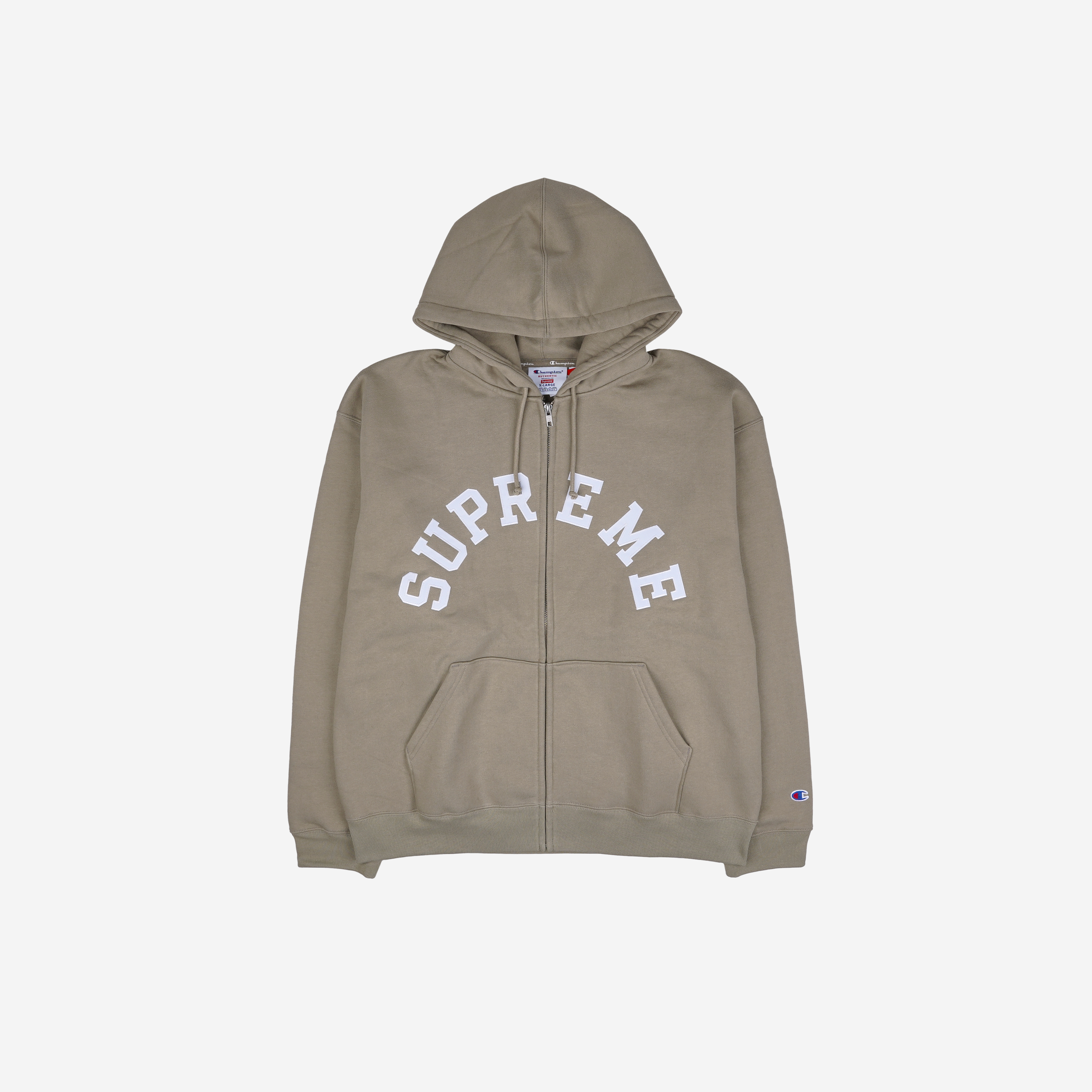 슈프림 x 챔피온 집업 후드 스웨트셔츠 탄 - 24SS | KREAM