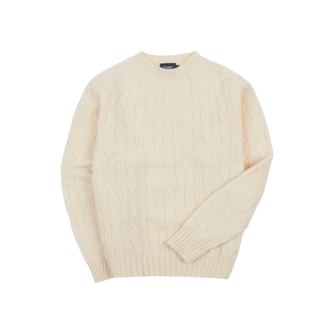드레익스 브러쉬드 셰틀랜드 케이블 니트 크루넥 점퍼 에크루 | Drake's | KREAM