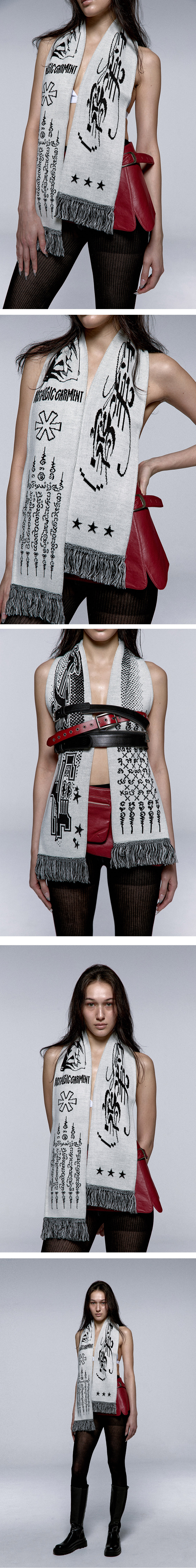 카시코 자카드 니트 스카프 아이보리 | Kashiko | KREAM