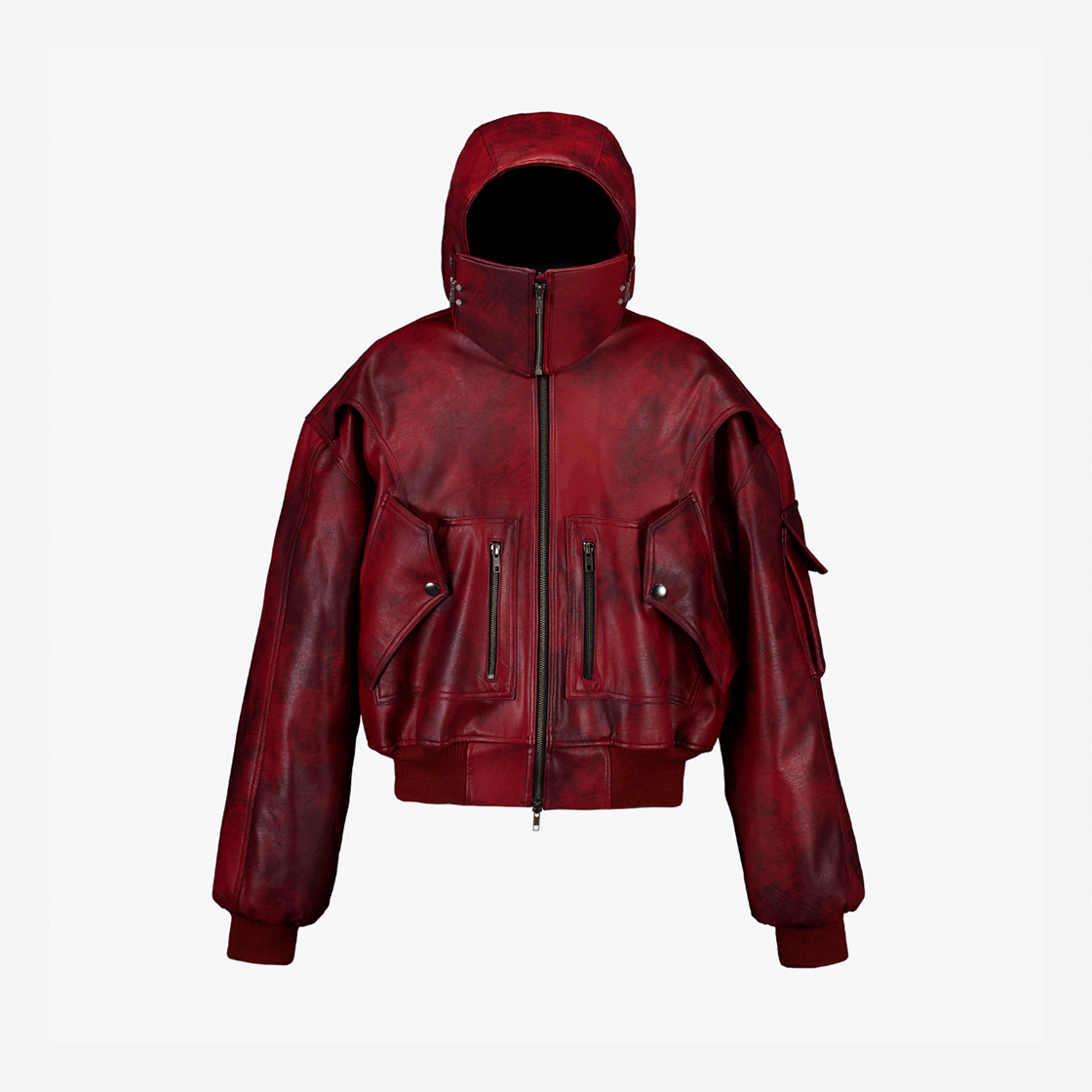 풀오브썬 써클 레더 마스크 자켓 4온스 퀼팅 빈티지 레드 (힌지마스크 포함) | Full of Ssun | KREAM