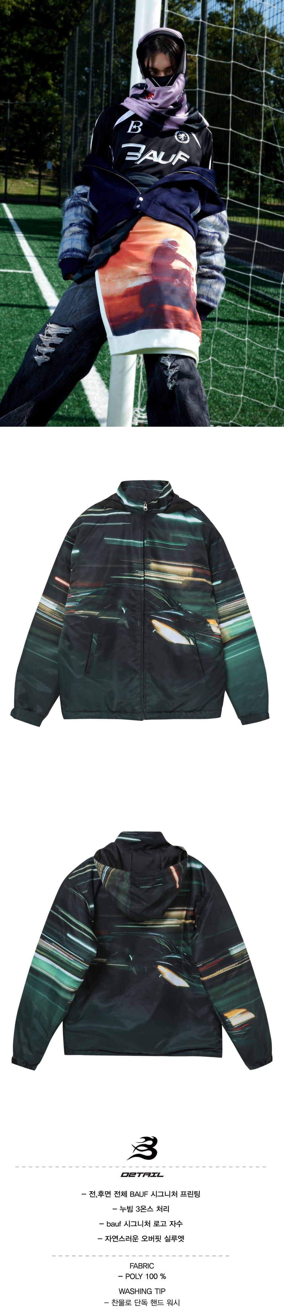 바우프 레이싱 프린티드 후드 자켓 블랙 | BAUF | KREAM