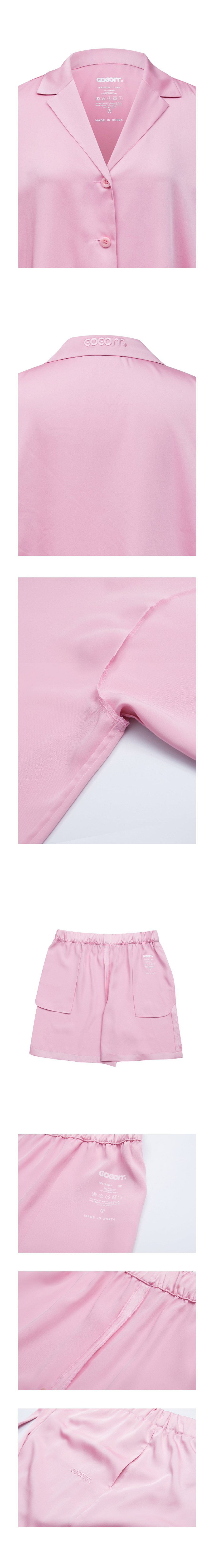 고고르르 새틴 시그니처 숏 세트 핑크 | GOGORR | KREAM