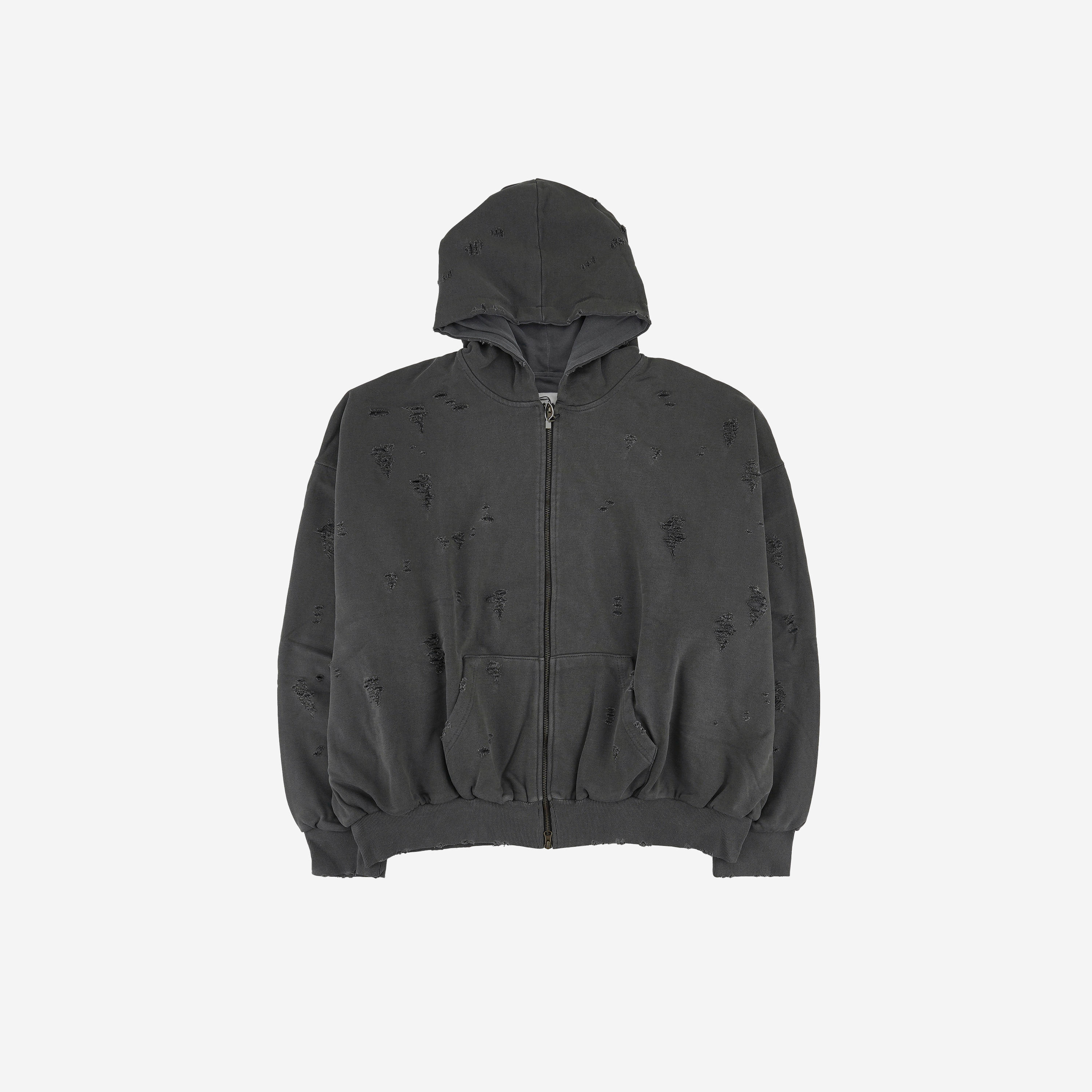 언더마이카 트래터 더블 레이어 데미지 후드 집업 애부 - 23FW | KREAM