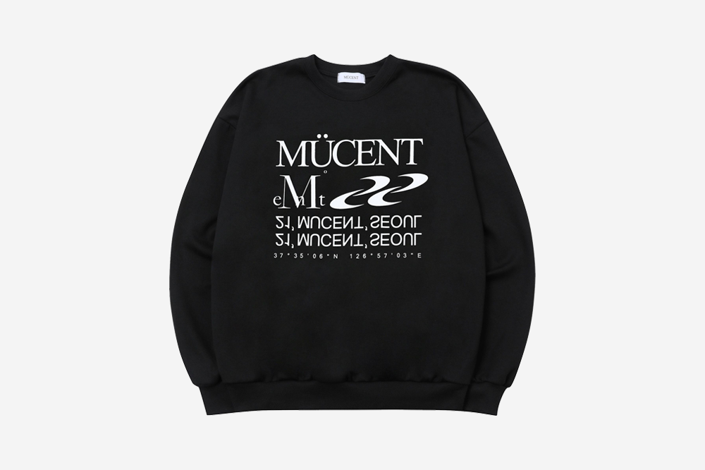 무센트 에센셜 레터링 루즈핏 롱슬리브 맨투맨 블랙 | MUCENT | KREAM