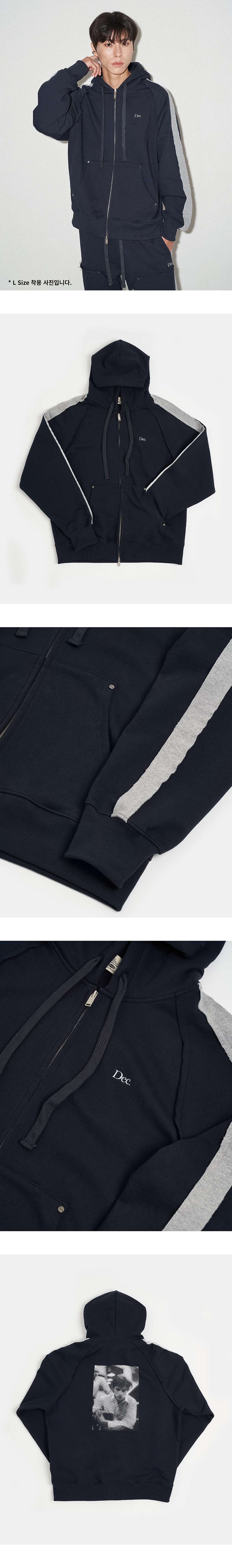 디셈버텐 레글런 페널 후디 집업 다크네이비 | December Ten | KREAM