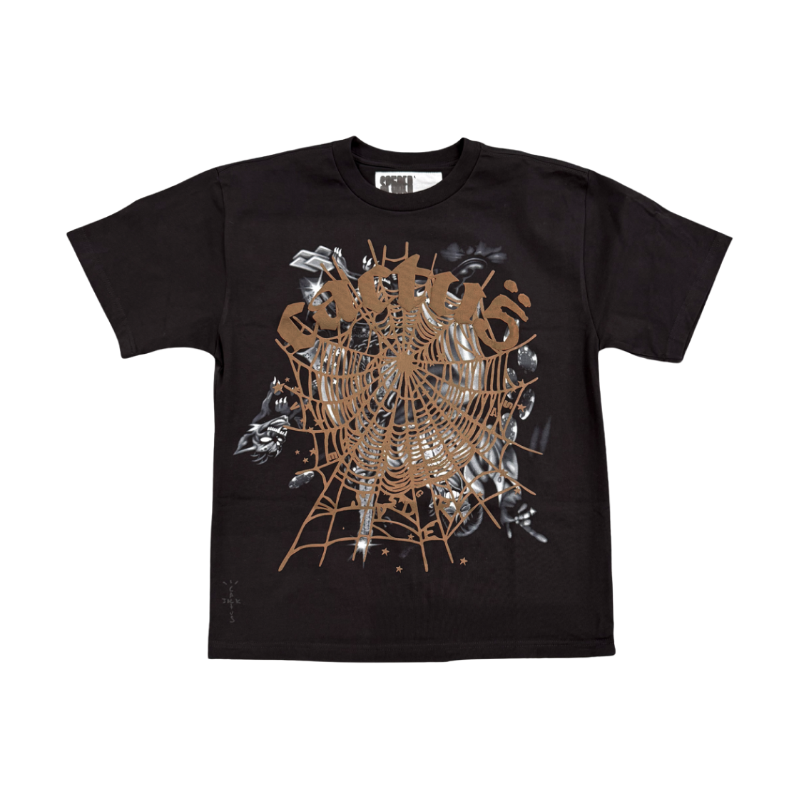 트래비스 스캇 캑터스 잭 x Sp5Der 에어브러쉬 티셔츠 블랙 | Travis Scott | KREAM