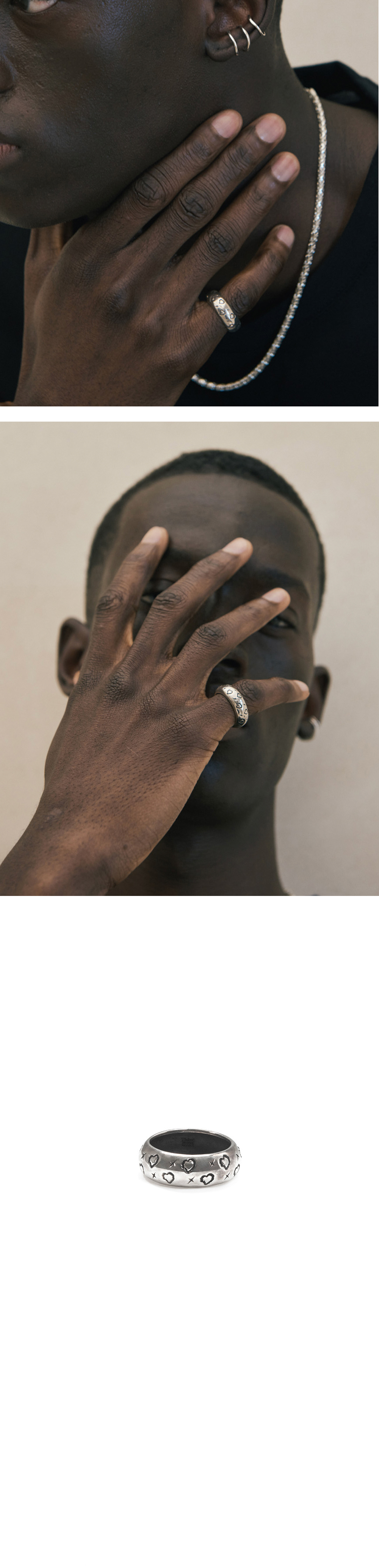 써드무브먼트 하트 심볼 링 앤티크 실버, 유광 사이즈 2 | Third movement | KREAM