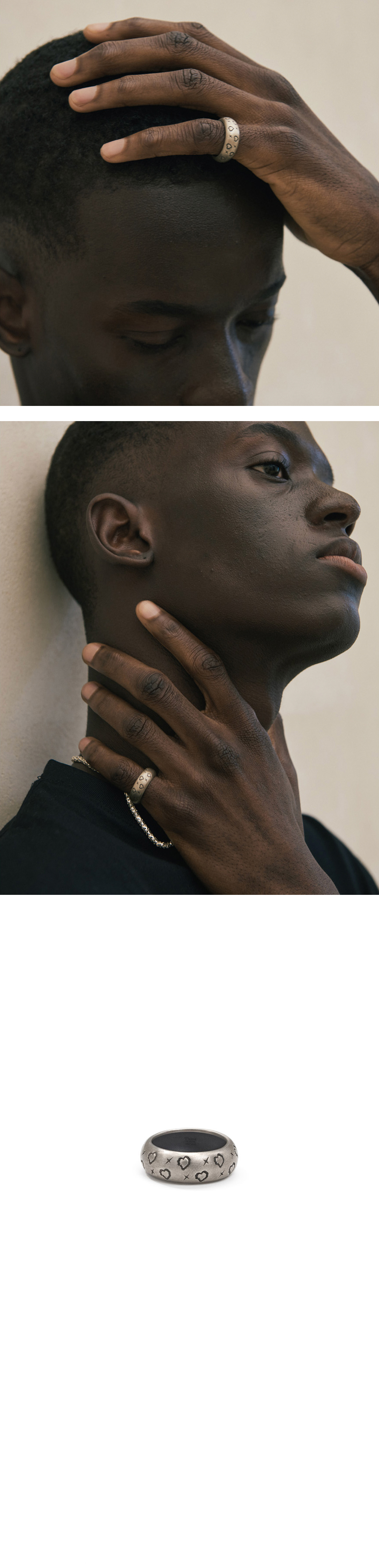 써드무브먼트 하트 심볼 링 앤티크 실버, 무광 사이즈 2 | Third movement | KREAM