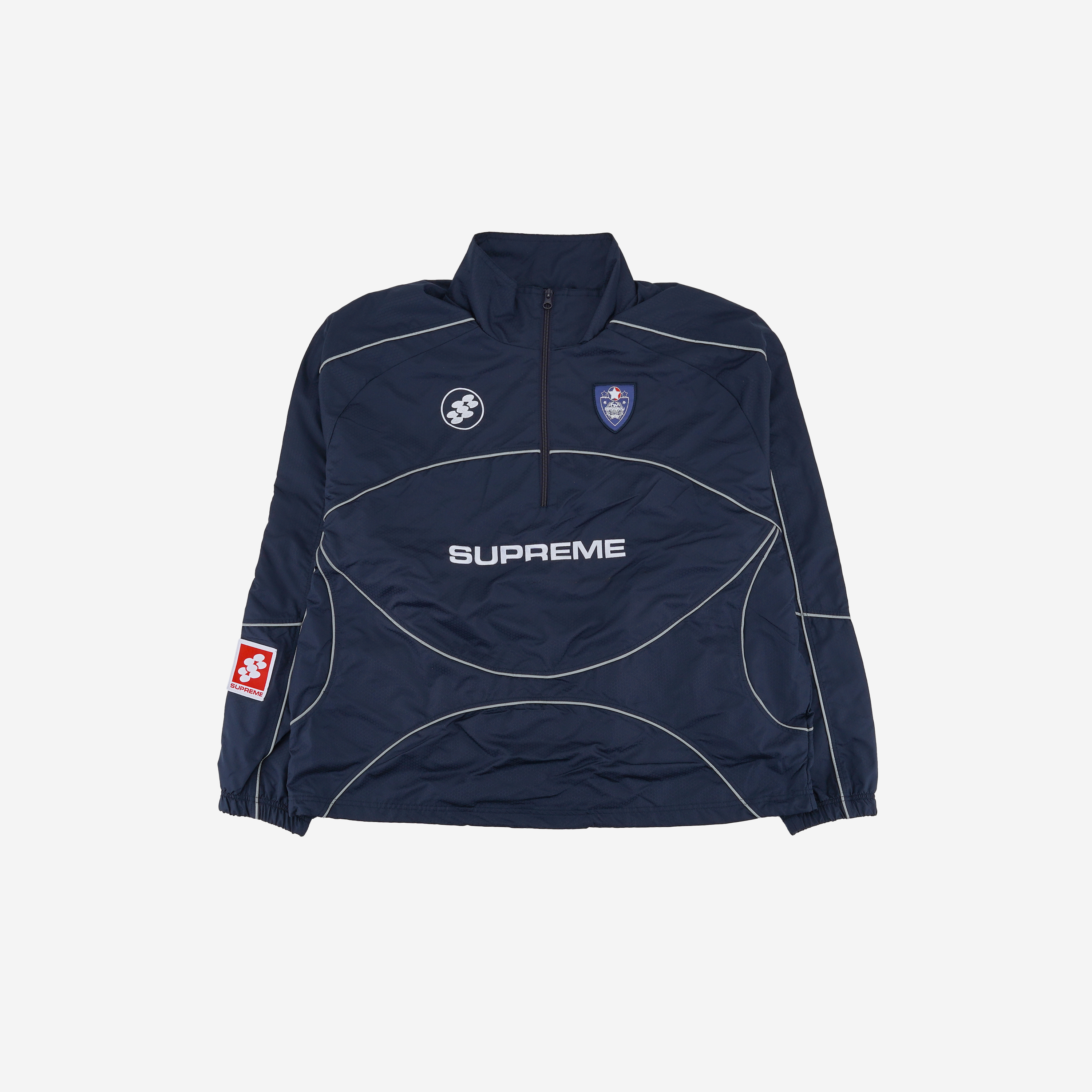 슈프림 리플렉티브 파이핑 풀오버 네이비 - 24FW | KREAM