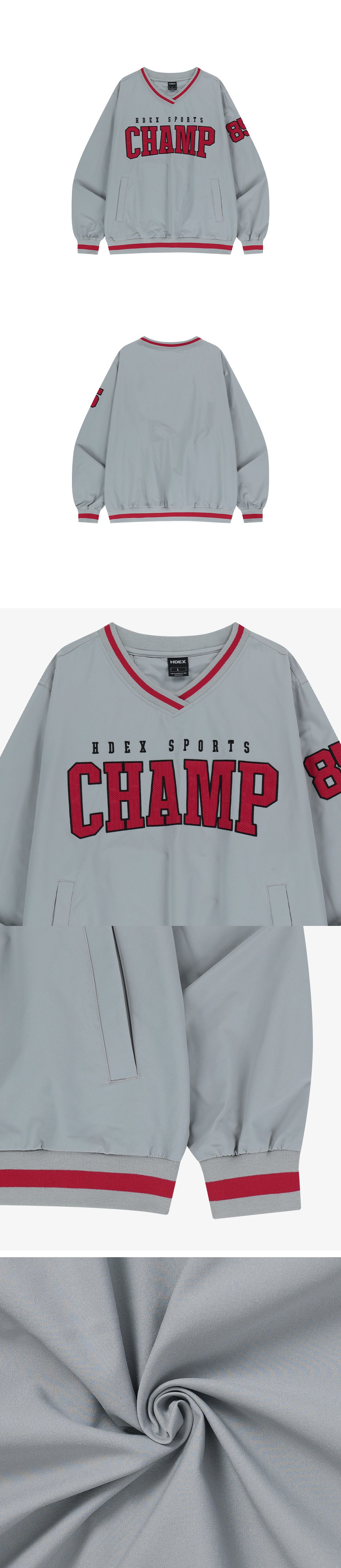 에이치덱스 챔프 85 웜업 풀오버 라이트 그레이 | HDEX | KREAM