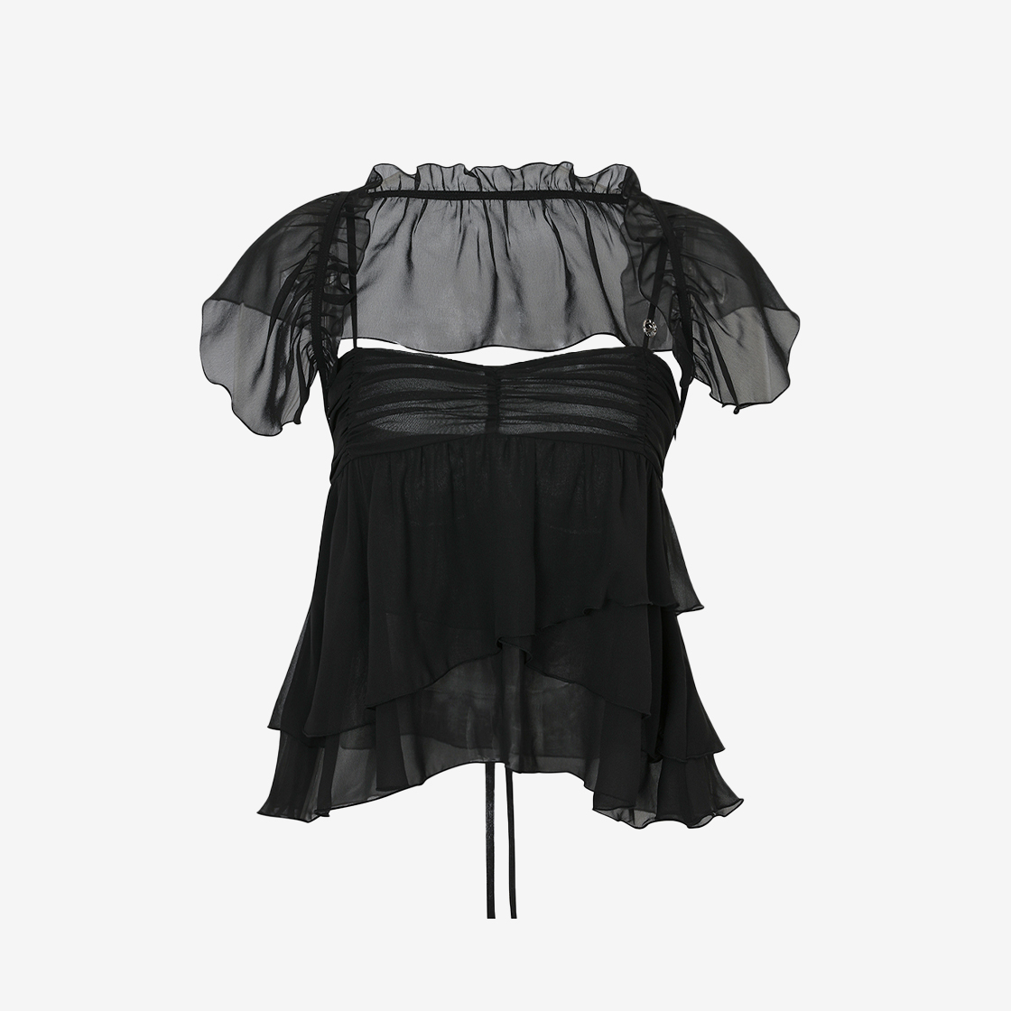 페인오어플레져 우먼 엘라 케이프 블라우스 블랙 | PAIN OR PLEASURE | KREAM