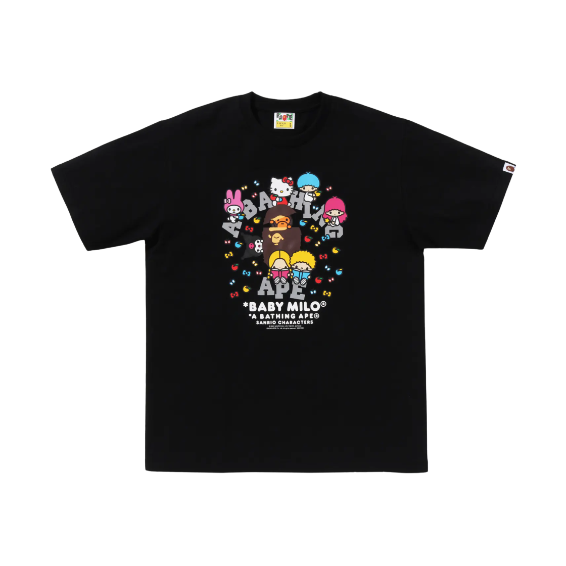 베이프 베이비 마일로 x 산리오 캐릭터 티셔츠 #2 블랙 - 긴자 스토어 한정 | BAPE | KREAM