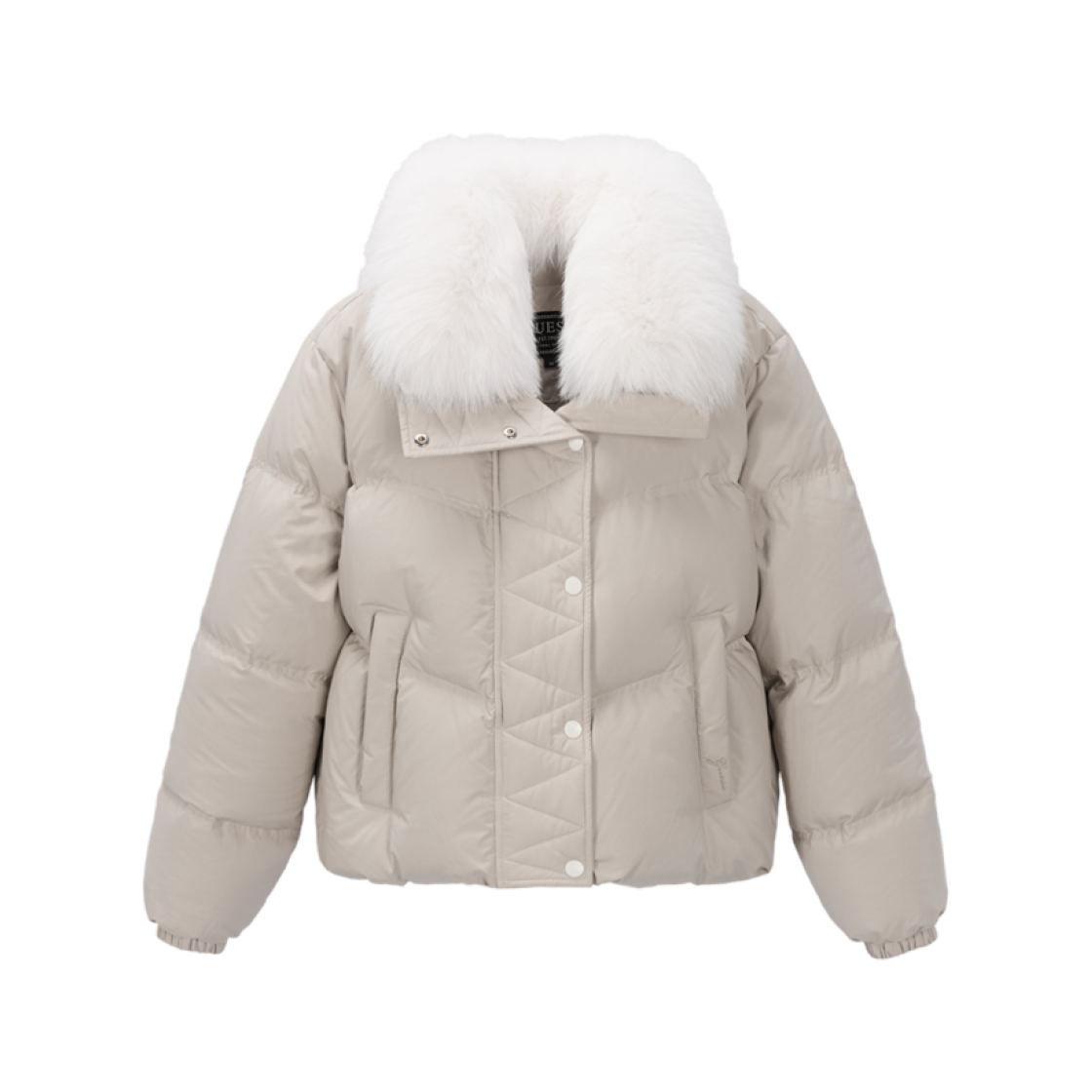 (W) 게스 폭스 퍼 숏 다운 베이지 | GUESS | KREAM