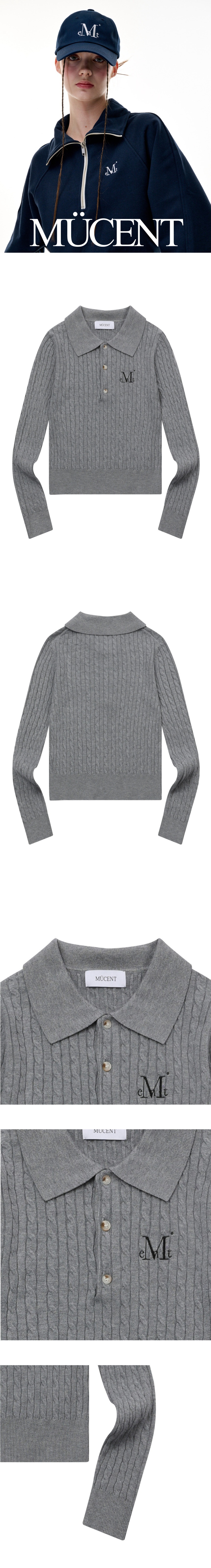 무센트 르멜로 카라넥 버튼 크롭 니트 그레이 | MUCENT | KREAM
