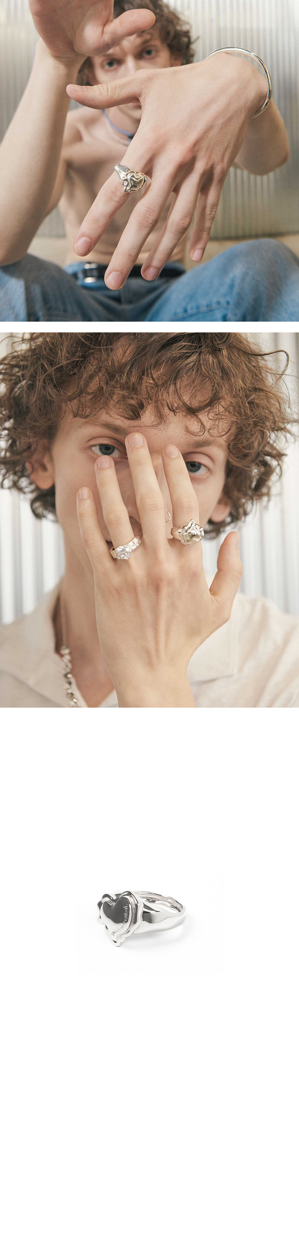 써드무브먼트 멜팅 하트 볼드 링 실버 사이즈 2 | Third movement | KREAM