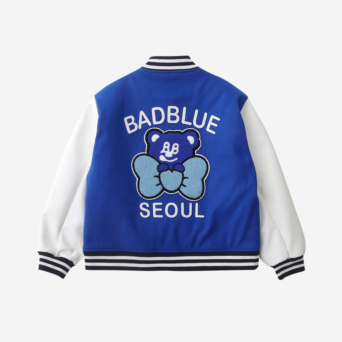 배드블루 베드베어 서울 바시티 자켓 블루 | BadBlue | KREAM