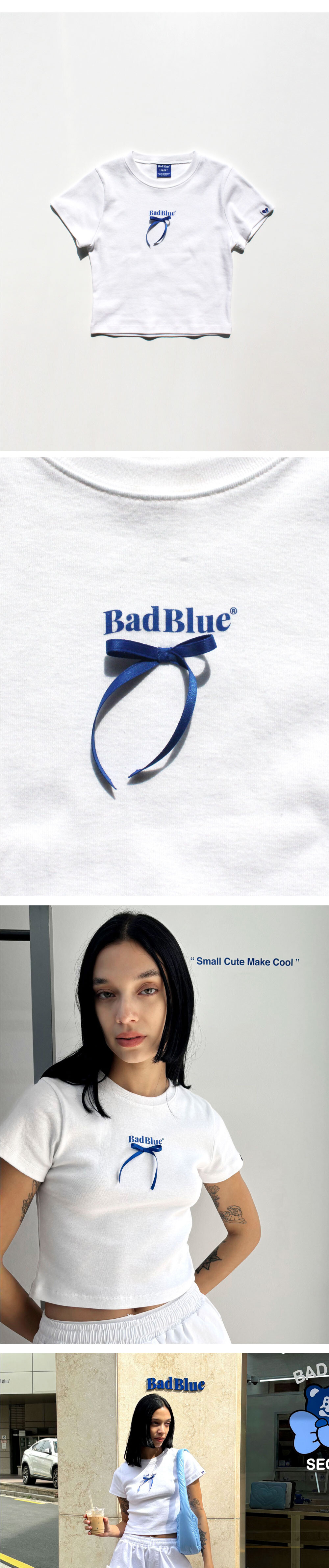 배드블루 리본 로고 슬림 티 화이트 | BadBlue | KREAM